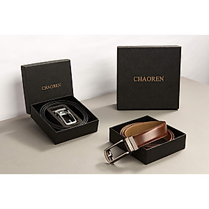 CHAOREN Click Belt for Men 2 Pack - Mens Dress Belt 1 1/4" in Packing Box - Design Belt Meet Almost Any Occasion and Outfit