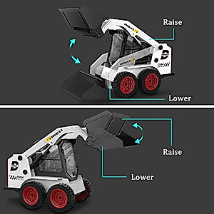 Mostop Remote Control Front Loader 1/14 Scale RC Skid Steer Loader Toy for Kid, 11 Channel Full Function RC Front Loader Tractor Electric RC Construction Vehicle Toy Loader with Lights and Sound