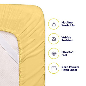 King Size Bed Sheets - 6 Piece 1500 Supreme Collection Fine Brushed Microfiber Deep Pocket King Sheet Set Bedding - 2 Extra Pillow Cases, Great Value, King, Yellow