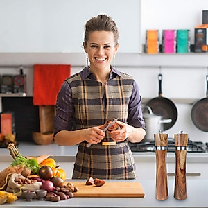 Pepper Grinder, VanlonPro Wooden Pepper Mill Salt Mill, Adjustable Coarseness Peppermill and easily refillable, Ceramic Grinding Mechanism (10 Inch, 2 Pack)