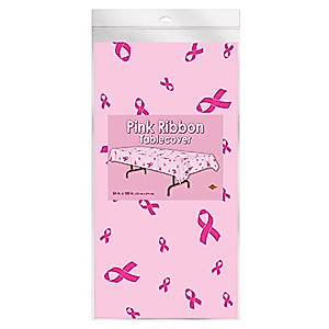 Pink Ribbon Tablecover Party Accessory (1 count) (1/Pkg) 54 in x 108 in