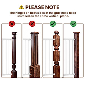 Mumeasy Baby Gate for Stairs, 29.6"-46" Pressure Mounted Pet Gate with Walk Through Door, Auto Close Dog Gate for House, Stairs, Doorways