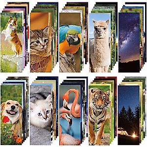 120 Pieces Cool Bookmarks for Kids Inspirational Animal Bookmarks Space Galaxy Sky Bookmarks Adventure Bookmarks for Men Women, Book Marks for Book Lovers Students Reading Gifts (Vivid Animal)