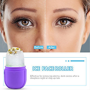 Purple Mini Beauty Face Ice Roller - Reusable Silicone Mold for Eye, Neck & Face Skin Care