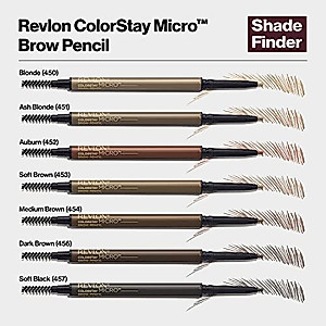 Revlon ColorStay Micro Eyebrow Pencil with Built In Spoolie Brush, Infused with Argan and Marula Oil, Waterproof, Smudgeproof, 454 Medium Brown (Pack of 1)