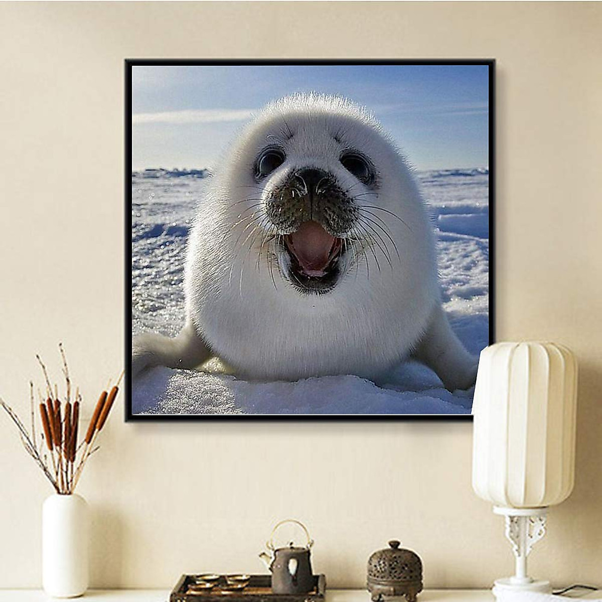 Adults Kids,Craft Rhinestone with Diamonds Set Arts Decor Happy White Seal Fish 11.8x11.8in 1 Pack by SAROW c