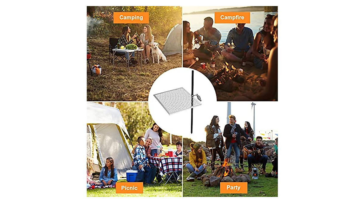 Only Fire Swivel Campfire Grill - Adjustable Open Fire Grate