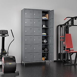 SUXXAN 18 Doors Metal Lockers for Employees for Offices School Gyms Home,Assembly Required,Dark Gray