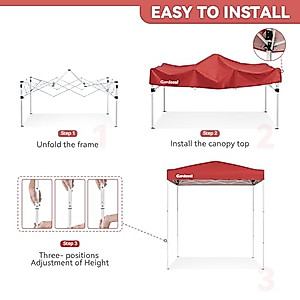 Gardesol 6'x4' E-Z Pop Up Outdoor Portable Canopy Tent with Carry Bag and White Frame, UV-Protected - Red