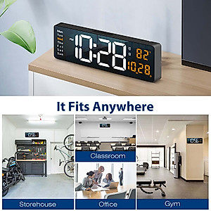 Digital Wall Clock Large Display, 16.2 Inch , LED Digital Clock with Remote Control for Living Room Decor, Automatic Brightness Dimmer with Date Week Temperature (Orange)
