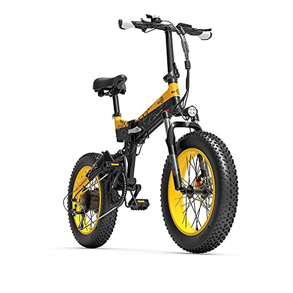 Bezior Electric Bike XF200 for Adults, Foldable 20" x 4.0 Fat Tire Electric Bicycle, 1000w Motor 48V 15Ah Removable Lithium Battery (Black & Yellow)