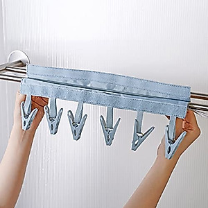 Klyuqoz Travel Hangers Foldable, Sock Hangers with Clips Pack of 2, with Travel Clothesline 9.8 ft, for Scarves Tie Socks Underwear Hat Travel Home Foldable, 2 Colors