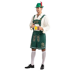 Spooktacular Creations Bavarian Oktoberfest Costume, Lederhosen Mens German Costume for Halloween Costume Party and Beer Festival (Small)