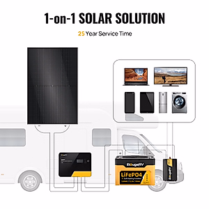 BougeRV 400 Watts 10BB Mono Solar Panel, All Black Frame Monocrystalline Technology Work with 12/24 Volts Charger for RV Camping Home Boat Marine Off-Grid