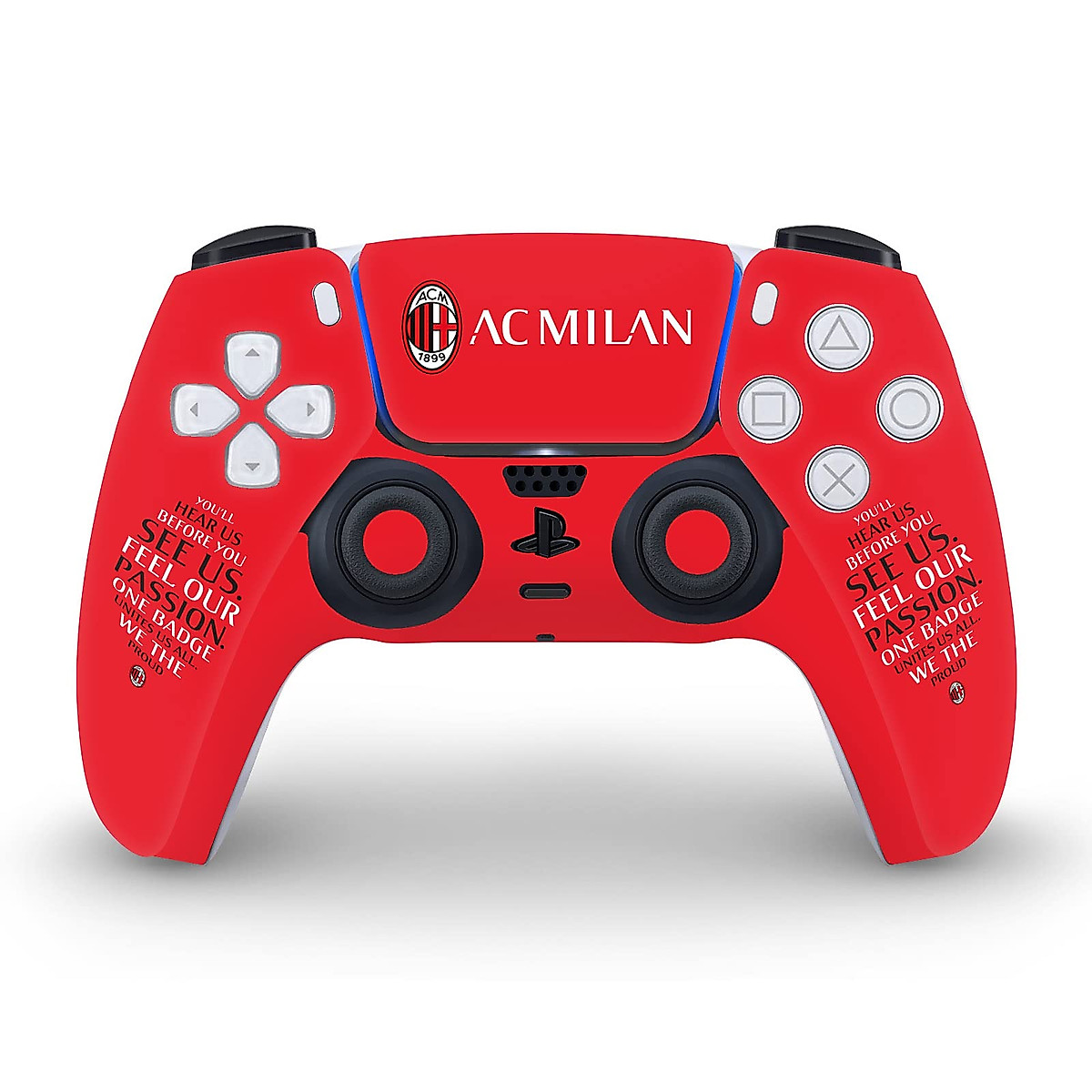 Head Case Designs Officially Licensed AC Milan Typography Art Matte Vinyl Faceplate Sticker Gaming Skin Decal Cover Compatible With Sony PlayStation 5 PS5 Disc Edition Console & DualSense Controller