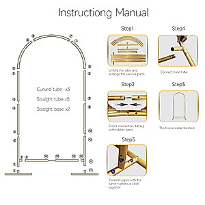 6.56Ft Arch Backdrop Stand Wedding Arch Stand Balloon Arch Frame Kit for Wedding Arch Flower Stand Party Background Decoration (Aluminum/Gold)