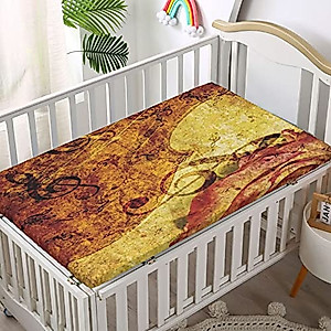 Rose Themed Fitted Crib Sheet,Standard Crib Mattress Fitted Sheet Toddler Bed Mattress Sheets-Baby Sheet for Boys Girls,28“ x52“,Cream Orange