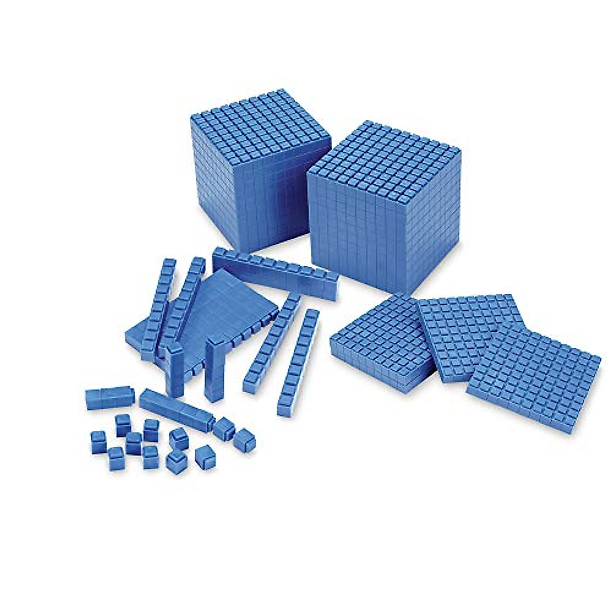 hand2mind Blue Plastic Interlox Connecting Base Ten Blocks Complete Set, Place Value Blocks, Counting Cubes for Kids Math, Math Manipulatives for Kids, Kindergarten Homeschool Supplies (Set of 322)