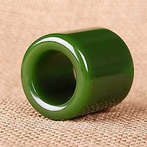 Oligage 22mm Chinese Green Jade Ring Thumb Ring Jewelry Lucky Auspicious Domineering Men and Women Ring Jade Fine Jewelry