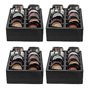 Polar Whale 4 Large Compact Organizer Stands Premium Durable Black Foam Tray Washable Waterproof Insert Storage for Home Bathroom Bedroom Cosmetic 11 x 8 x 3 Inches 10 Compartments