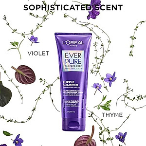 L’Oreal Paris Sulfate Free Brass Toning Purple Shampoo for Blonde, Bleached, Silver, or Brown Highlighted Hair, EverPure, 6.8 Fl Oz (Packaging May Vary)