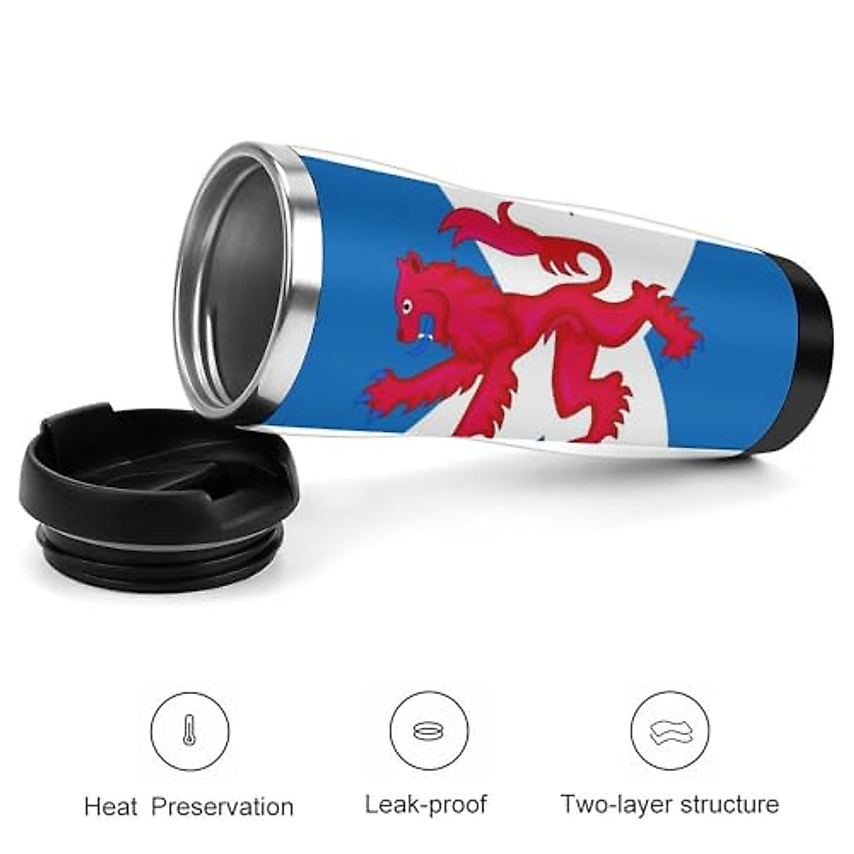 Flag of Scotland with Lion Rampant Travel Coffee Mug Reusable Insulated Drinking Cup with Lid for Home Outdoor Works 13 Oz