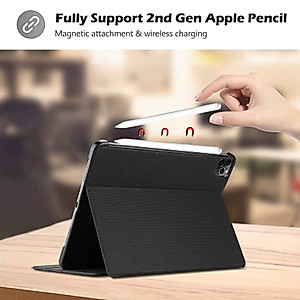 ProCase iPad Pro 12.9 Inch Case 2022 2021 2020 2018 with Pencil Holder, Folio Stand Smart Cover for iPad Pro 12.9 6th Gen 2022/5th Gen 2021/ 4th Gen 2020/ iPad Pro 12.9" 3rd Gen 2018 -Black