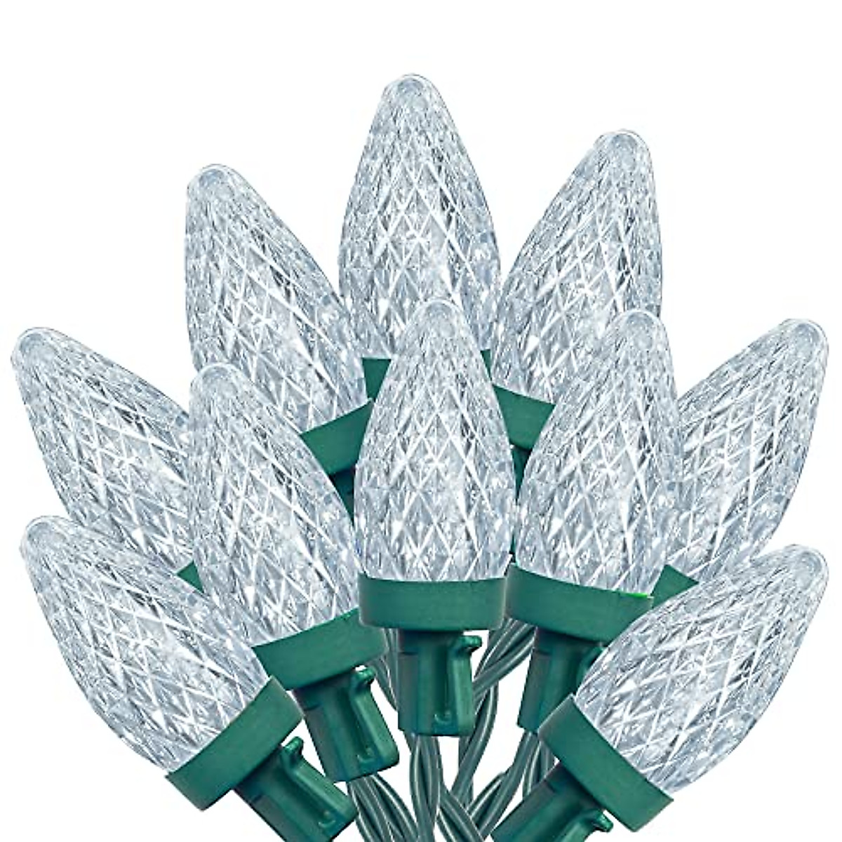 Dazzle Bright 5.5 Inch 50 Pack Christmas Light C9 Stakes + 50 LED 24.5 FT C9 Christmas String Lights