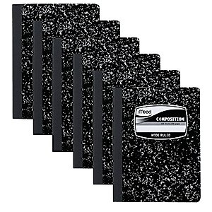 Mead Composition Notebook, Wide Ruled, 100 Sheets, 6 Piece