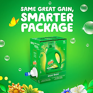 Gain Laundry Detergent Liquid Soap Eco-Box, Ultra Concentrated High Efficiency (HE), Original Scent, 96 Loads