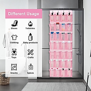 FIRCRE Over the Door Shoe Organizers 28 Mesh Pink Pockets Hanging Shoes Organizer Shoe Rack for Closet Entryway Bedroom Bathroom Pantry Shoe Holder for Women High Heeled Shoes roducts