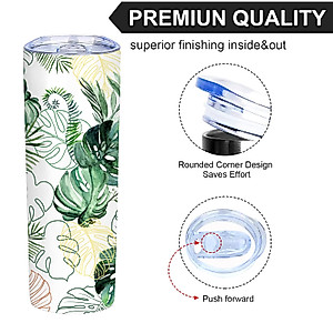 TUMBTU Monstera Leaf Tropical Leaves Birthday Tumbler Gifts 20oz Tumbler With Lid Vacuum Stainless Steel Coffee Mug Stemless for Home Office (Pack of 1)