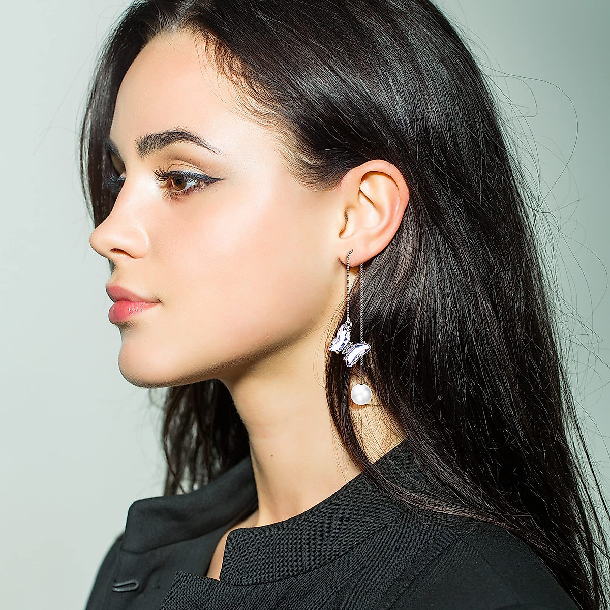 12 Pairs Threader Earrings Set Lightweight Wave Threader Dangle Drop Earrings Long Chain Earrings for Women Girls (Silver)