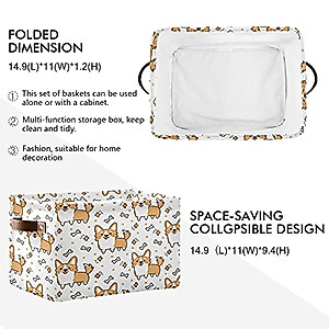 Cute Animal Dog Pattern Storage Bin with Handle Foldable Canvas Storage Basket Box Cube Organizer for Bedroom Home Office Closet Shelve Clothes Toy,1PC