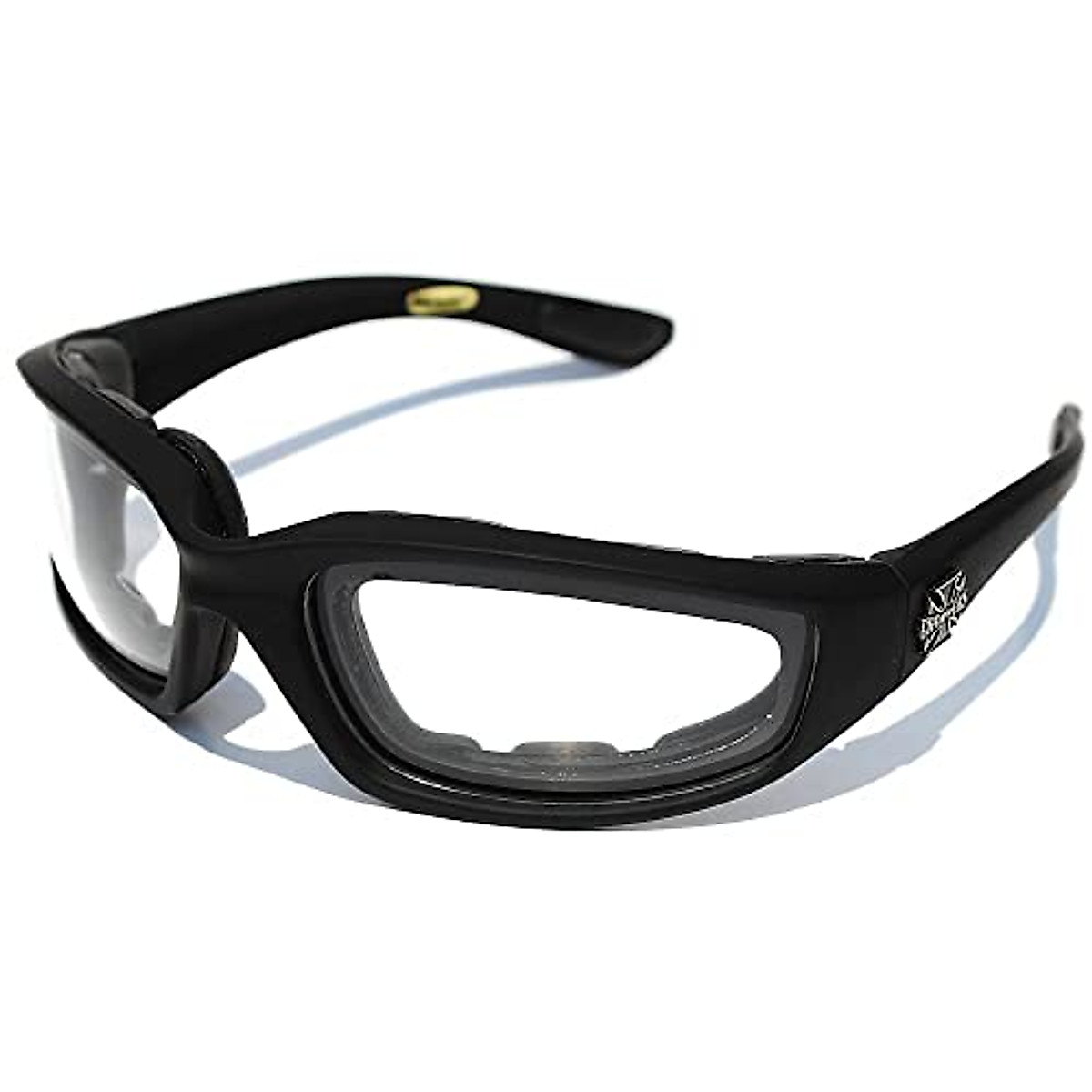 3 Pairs of Choppers Glasses Padded Frame Clear Yellow Smoke Lense Block 100% UVB for Outdoor Activity Spot