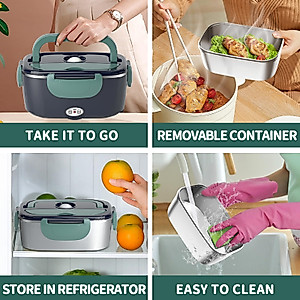 IFENROL Electric Heated Lunch Box 100W - 3-IN-1 Fast Heating Lunch Boxes Portable for Adults, 12V/24V/110V with 2 Pack Containers (Single & Compartment) for Car Truck Office (3 Times Faster)