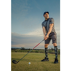 NEWZILL Medical Compression Socks for Women & Men Circulation 20-30 mmHg, Best for Running Athletic Hiking Travel Flight Nurses (Black Gray Argyle, L/XL)