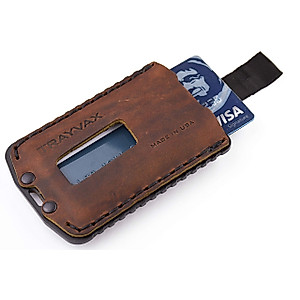 Trayvax Ascent Wallet, RFID Front Pocket Money and Credit Card Holder, Minimalist Slim Leather Metal Wallet for Men and Women, Black Mississippi Mud