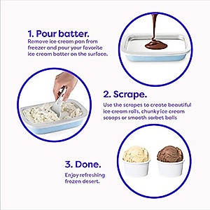 Klee 3-Piece Instant Ice Cream Maker Pan with Ice Cream Spade, Scraper and Recipes