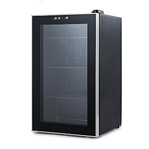 BLACK+DECKER 2.4 Cu. Ft. Beverage Cooler, Beverage Fridge with Double Pane Glass Door, Drink Fridge and Beverage Refrigerator with 76-Can Capacity for Home Bar, Home Office and More