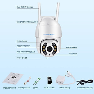 BESDERSEC Security Cameras Wireless Outdoor, Waterproof Cameras for Home Security 360° Panoramic with Night Vision,2-Way Audio,Motion Detection(3MP + 32G TF Card)