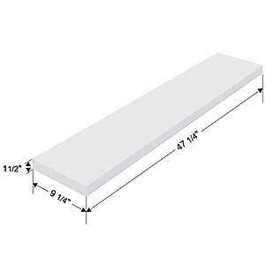 RANK 9.25" Deep White Floating Shelves 2 Pack, Wall Shelf Display Floating Shelf, 48" L