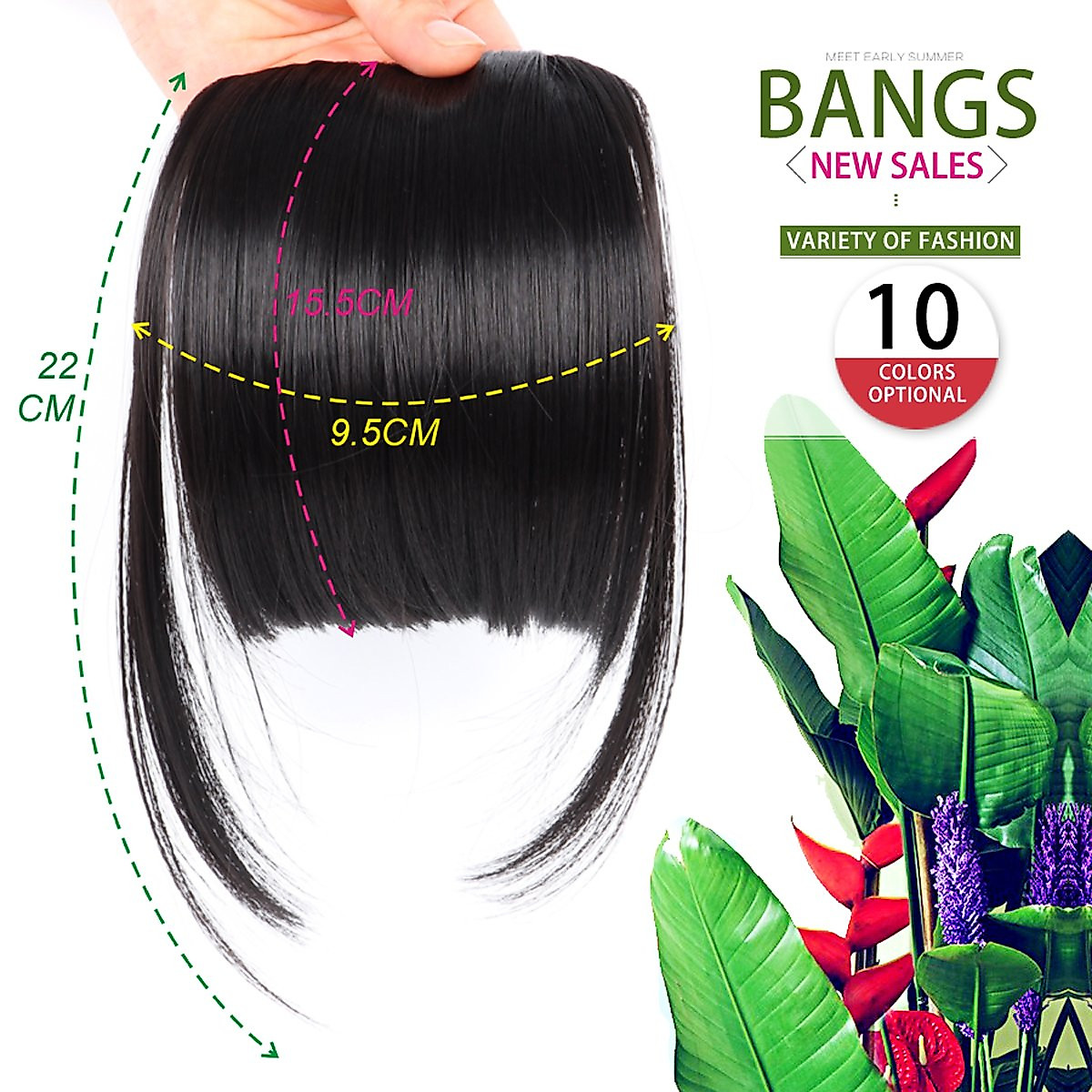 LEEONS Bangs Clip in Hair Extensions Front Neat Bang Fringe One Piece 6" Short Straight Synthetic Hairpiece for Women Dark Ash Brown mix with Bleach Blonde(18/613#)
