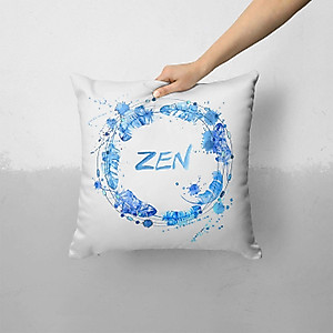 iiRov Abstract Watercolor Blue Feather Circle - Custom Decorative Home Decor Indoor or Outdoor Throw Pillow Cover Plus Cushion Set for Sofa, Bed or Couch (Pillow CASE Cover Plus Cushion)