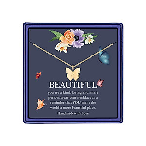 Hidepoo Initial Butterfly Necklaces for Women - 14K Gold Filled Initial Letter A Butterfly Necklace Tiny Initial Name Letter Butterfly Choker Necklaces for Women Jewelry Gifts for Women Gifts(A)