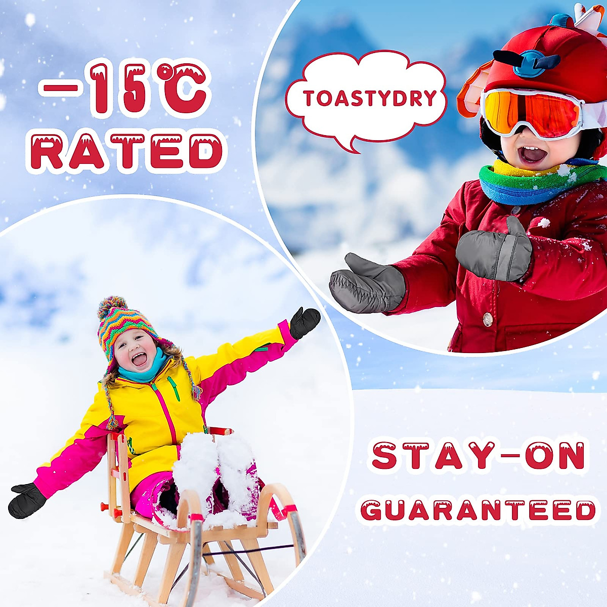 4 Pairs Kids Ski Mittens Gloves Waterproof Warm Snow Winter Mittens Gloves for Girls Boys Baby Toddlers Outdoor Activities (Classic Style, 5-8 Years)