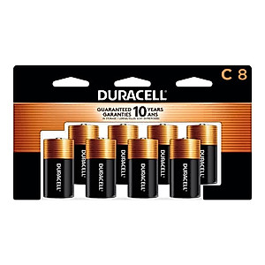 Duracell Coppertop C Batteries, 8 Count Pack, C Battery with Long-lasting Power, All-Purpose Alkaline C Battery for Household and Office Devices
