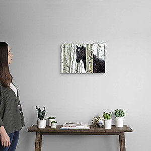 GREATBIGCANVAS Wild horse in a snowstorm, Turner Canvas Wall Art Print, Horse Home Decor Artwork, 30"x20"x1.5"