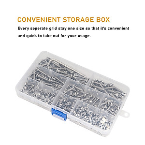 binifiMux 240pcs M4 Torx Pan Head with Pin Security Combine Screws with M4 Hex Nuts Assortment Kit, 304 Stainless Steel, M4 x 6mm/ 8mm/ 12mm / 14mm / 18mm