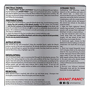MANIC PANIC Flash Lightning Hair Bleach Kit - 40 Volume Developer + Bleach Powder Hair Lightener For Dark Hair + Lifting up to Seven Levels - Vegan And Cruelty Free
